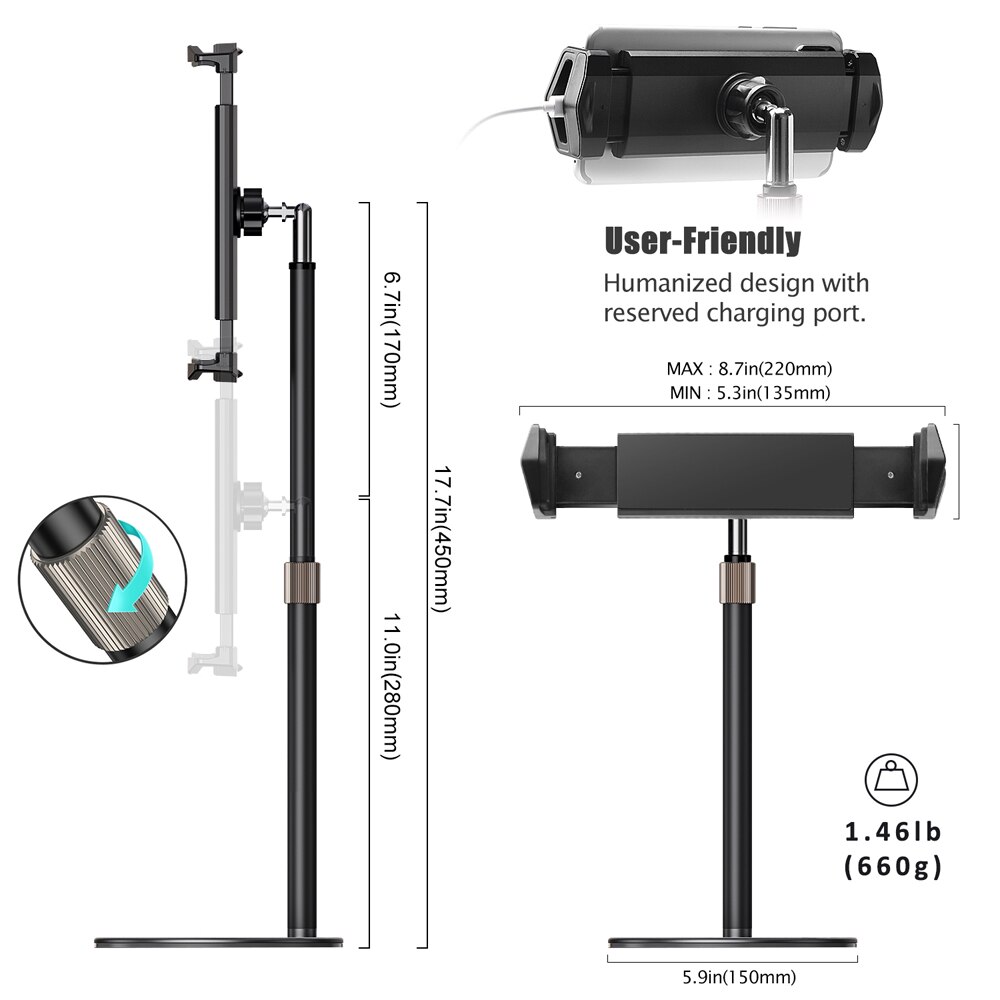 Height Adjustable Aluminum Tablet Stand (Max Heigh... – Grandado