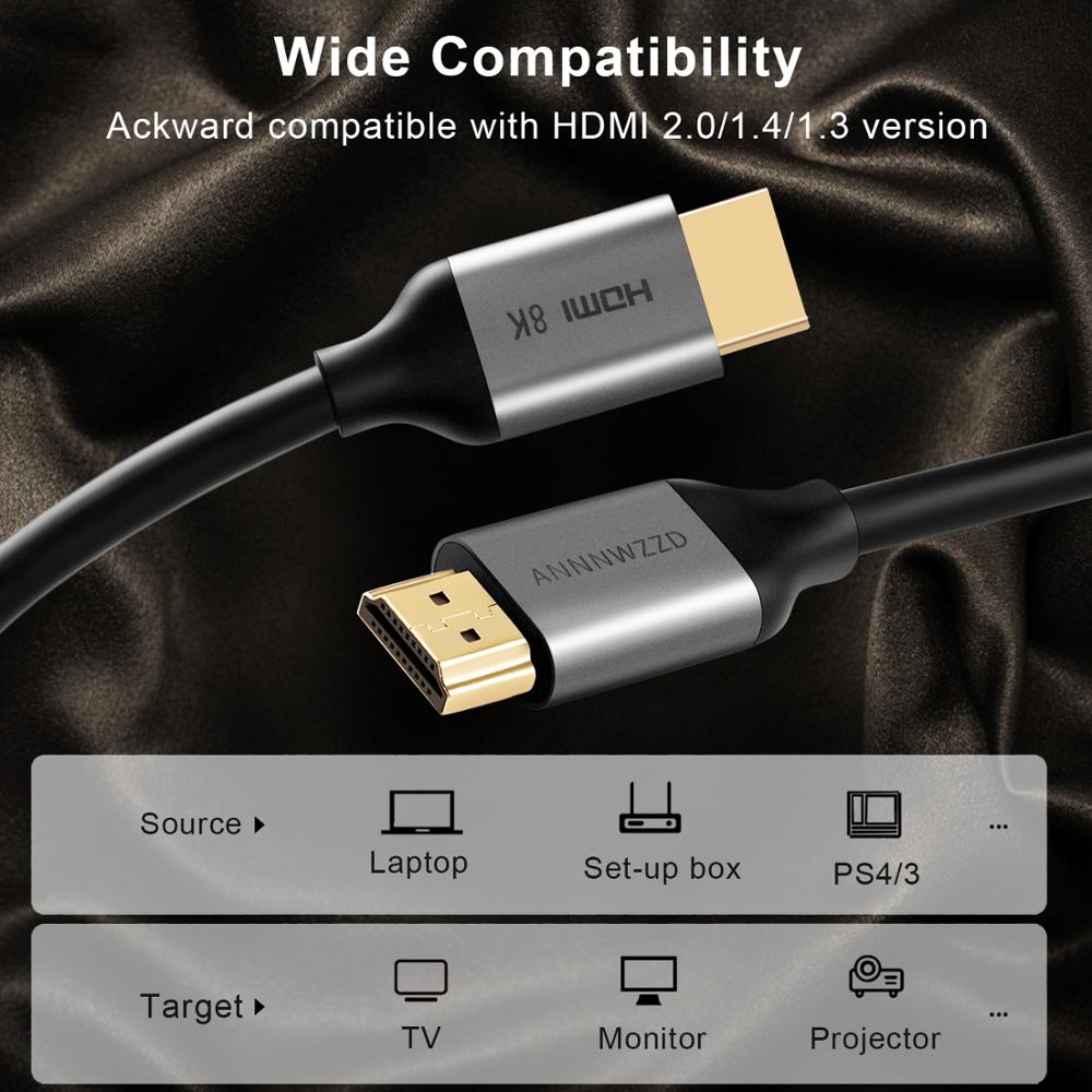 HDMI 2,1 Kabel 8K/60Hz 4K/120Hz UHD HDR 48Gbps HDM... – Vicedeal