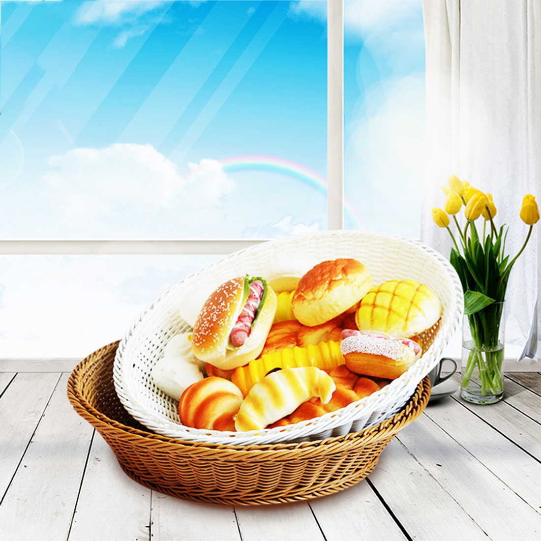 40 X 30 X 7cm Oval Shaped Rattan Food Fruit Basket... – Grandado
