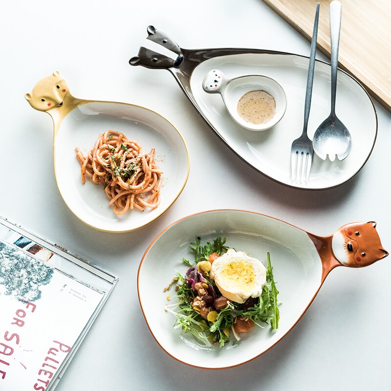 Ceramic cute super cute children's plate handl... – Grandado