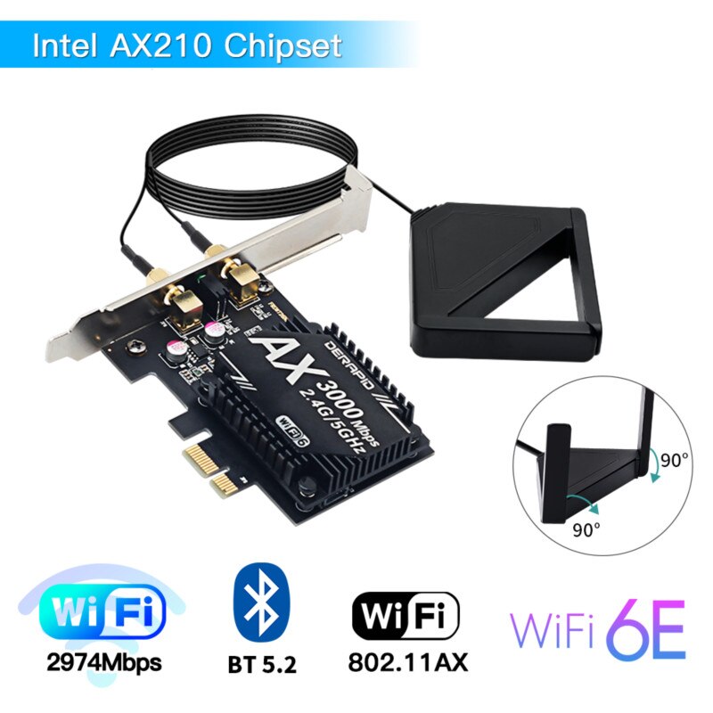 2.4Gbps WiFi6E Intel AX210 PCI-E WiFi Card Bluetoo... – Vicedeal