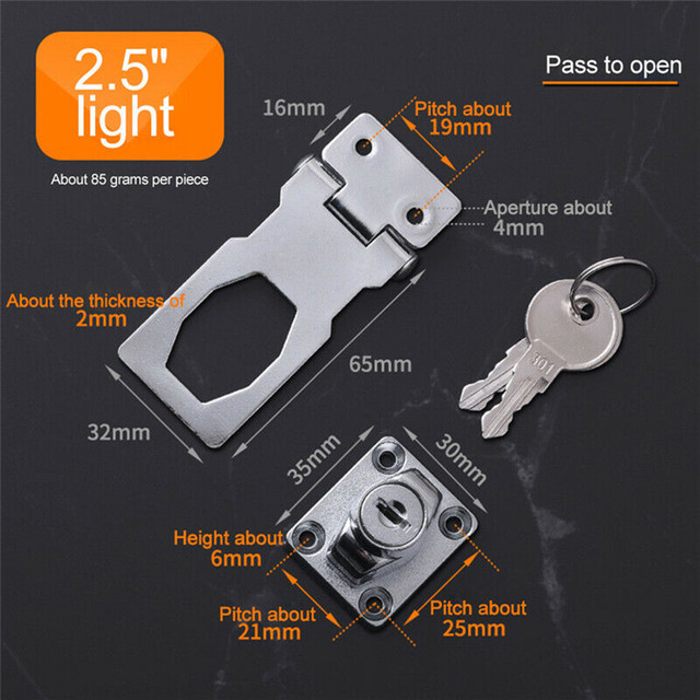 2.5/3/4inch Door Locking Hasp Staple Padlock Cupbo... – Grandado