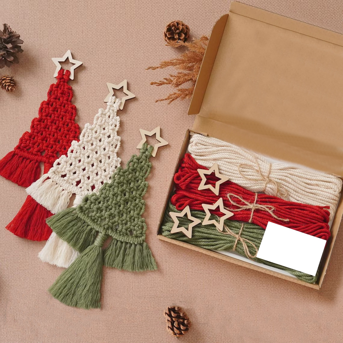 3PCS/Set DIY Macrame Woven Christmas Tree Kit Chri... – Grandado