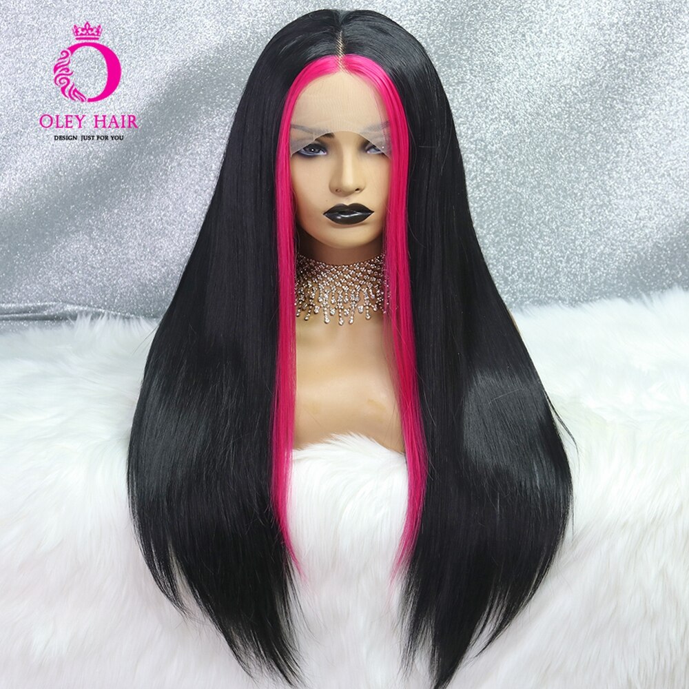 Rose Red Wig Highlight Synthetic Lace Front Wig Hi... – Grandado