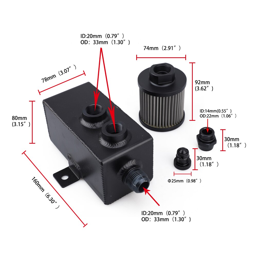 Cnspeed 1L Universele Auto Aluminium Olie Catch Ca... – Grandado