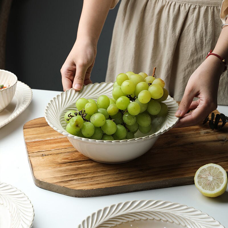 White Thread Ceramics Steak Food Plate Ins Style T... – Grandado