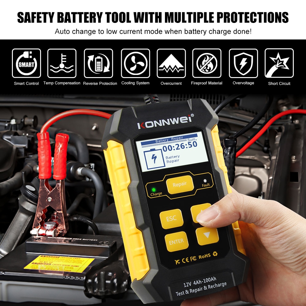 Konnwei KW510 Auto Batterij Tester Charger Analyze... – Grandado