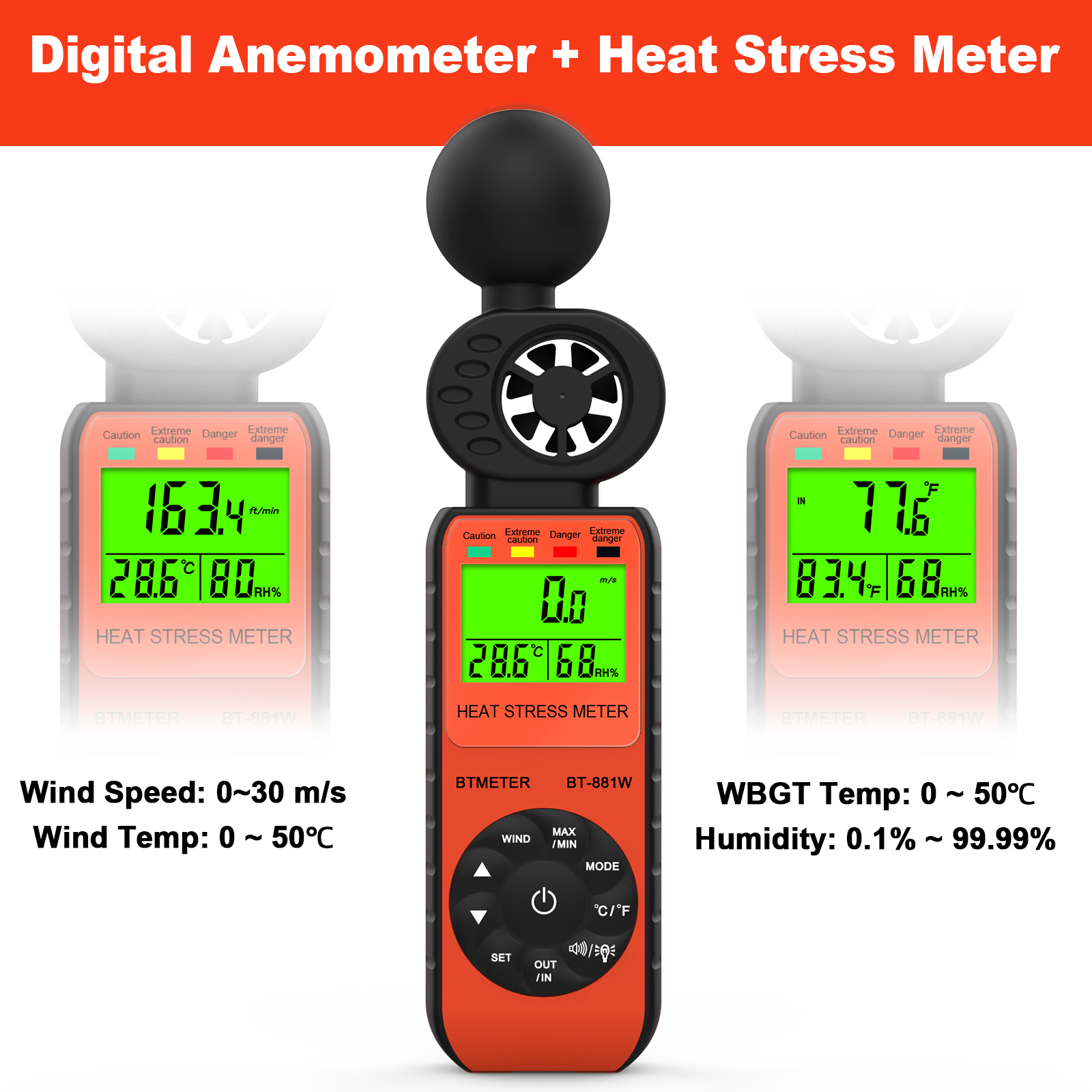 BT-881W Heat Stress Monitor, 3-in-1: Wet Bulb Glob... – Grandado