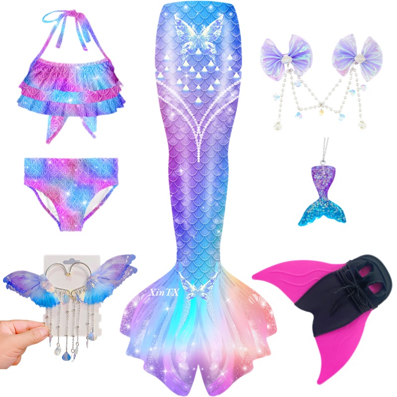 Kids Mermaid Swimming Tail Monofin Cosplay Childre... – Grandado