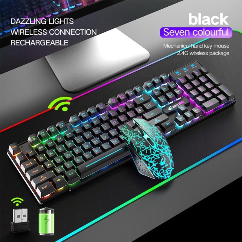 2 4g Wireless Gaming Keyboard And Mouse Set Colorf Grandado