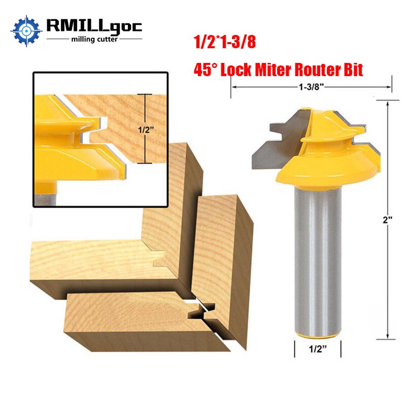 1/2 Inch Shank 45 Degree Lock Miter Router Bit 1/4... – Grandado