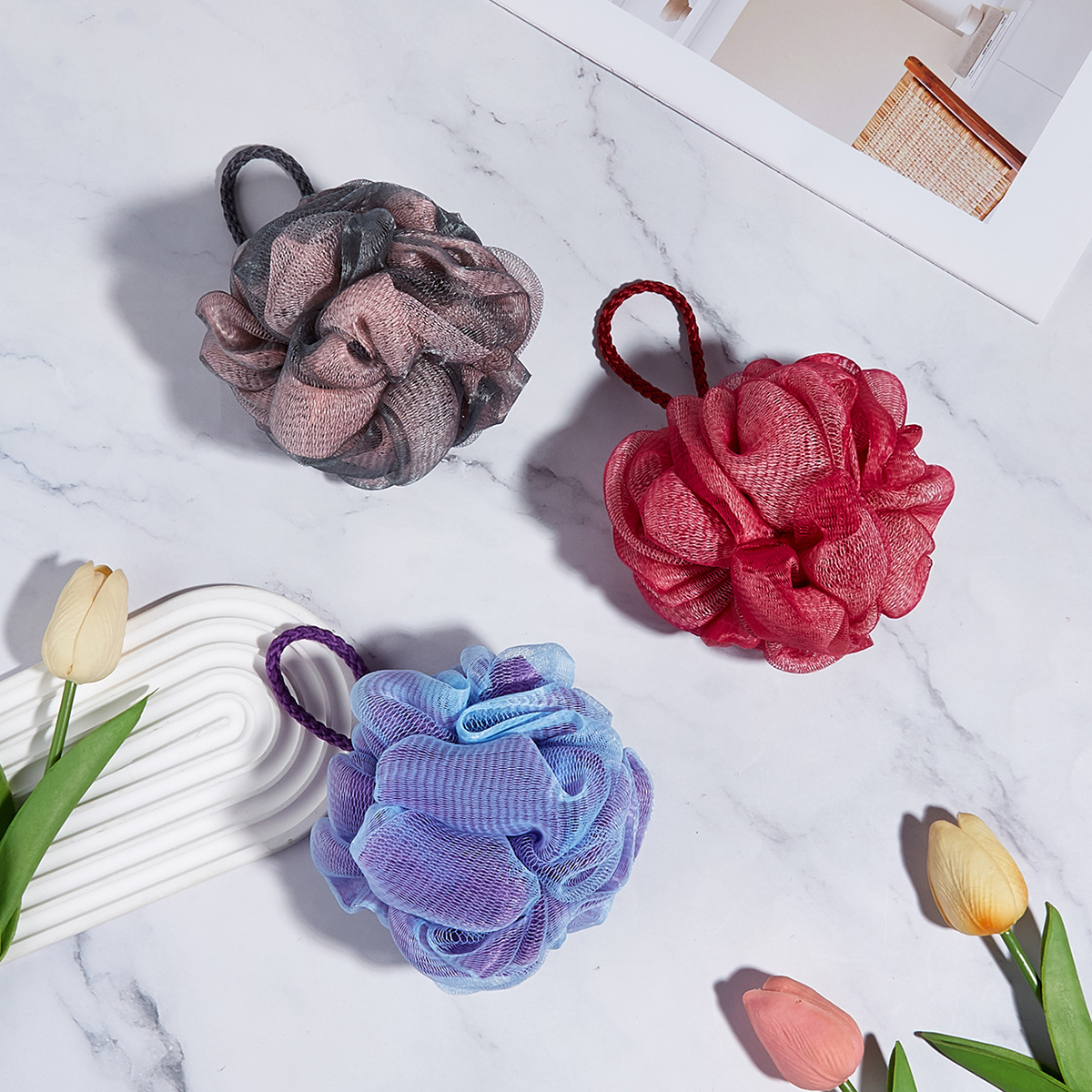 Shower Sponge Bath Ball Pouf Shower Ball Exfoliati... – Grandado