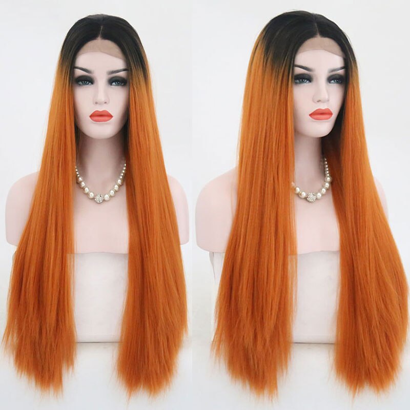 Bombshell Black Ombre Orange Straight Synthetic La... – Vicedeal