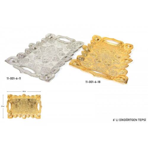 DOLBOVI Tray Rectangle Tray Gold Color glass sauce... – Grandado