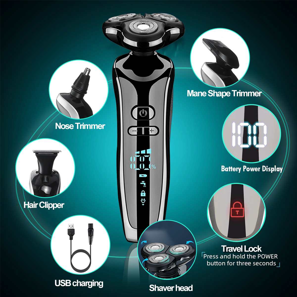 Electric Shaver 4D Electric Hair Clipper USB Water... – Vicedeal