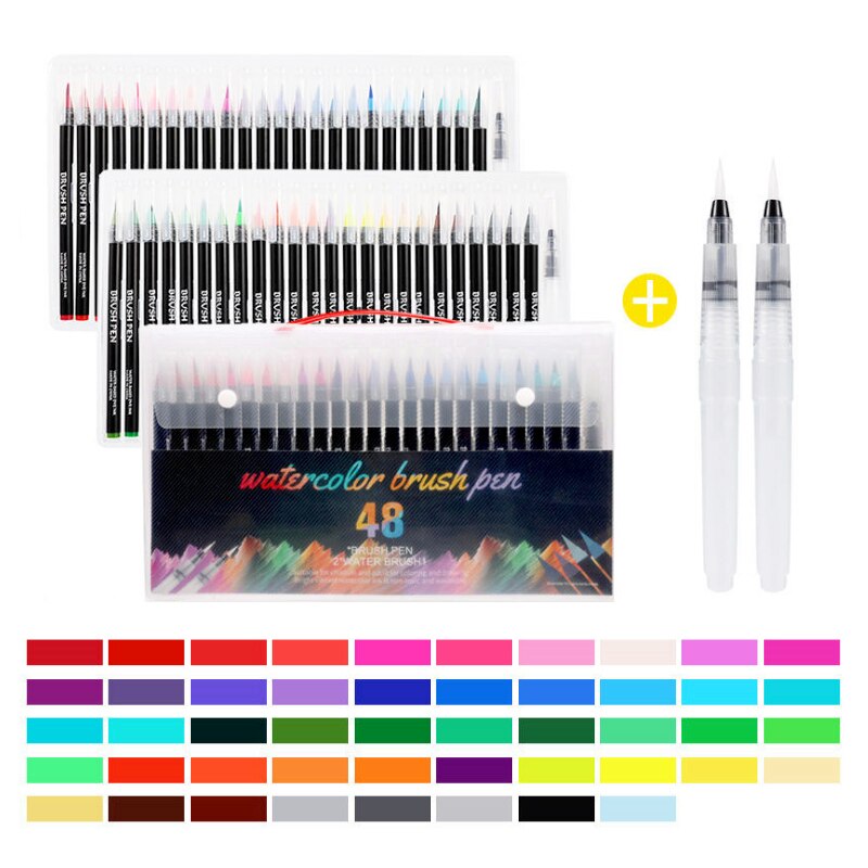 48 Color Soft Head Watercolor Brush Pens Art Marke... – Vicedeal