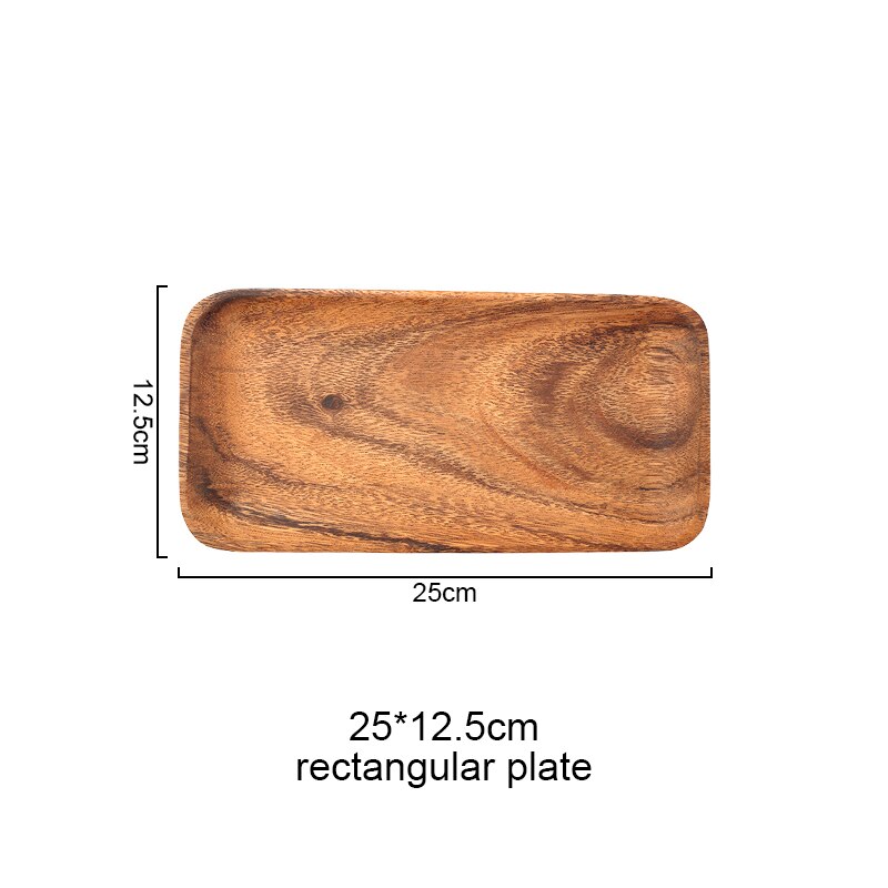 Wooden Tray Dinner Plate Acacia Food Dessert Tea P... – Vicedeal