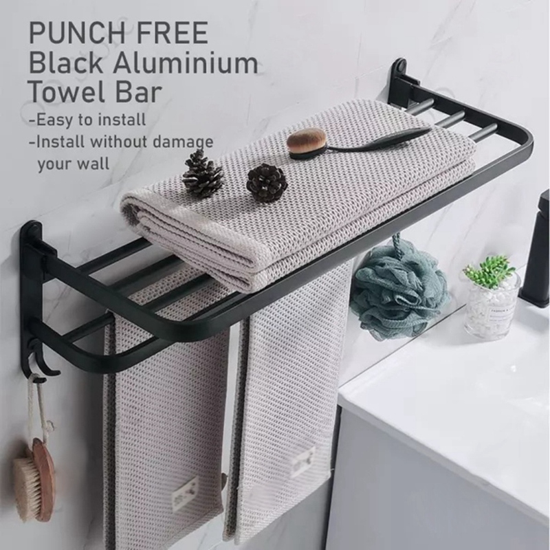 Aluminum Towel Bar Wall Mounted Rack Bathroom Towe... – Vicedeal