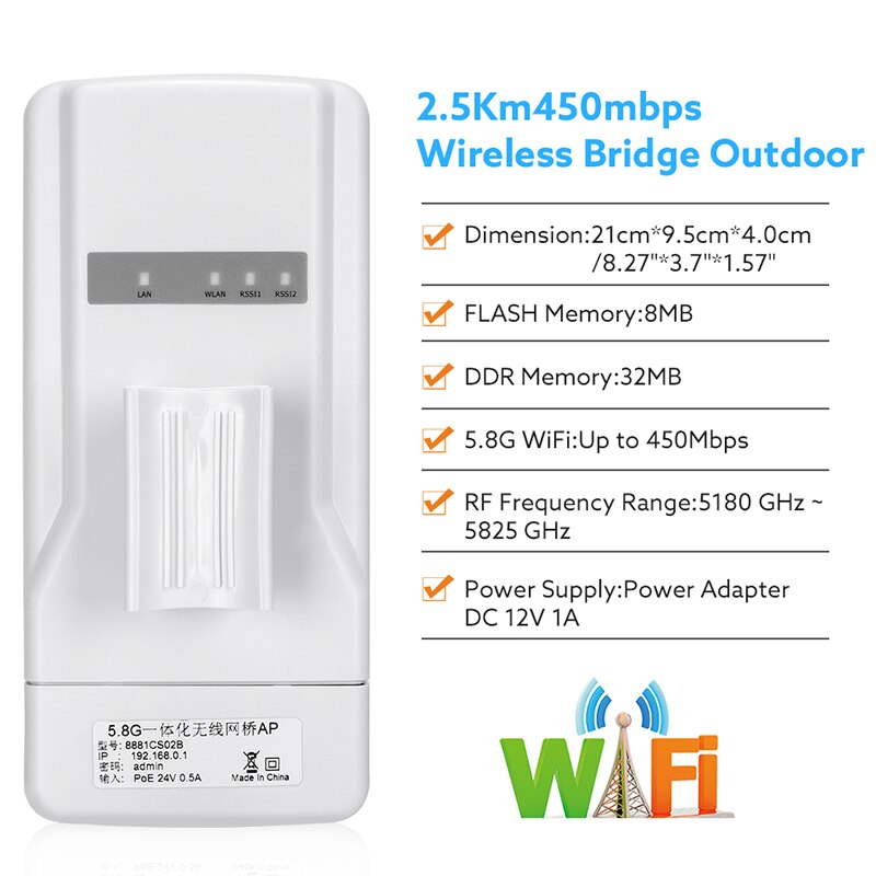 2 Pcs Wireless WiFi Bridge Outdoor CPE Router WIFI... – Grandado