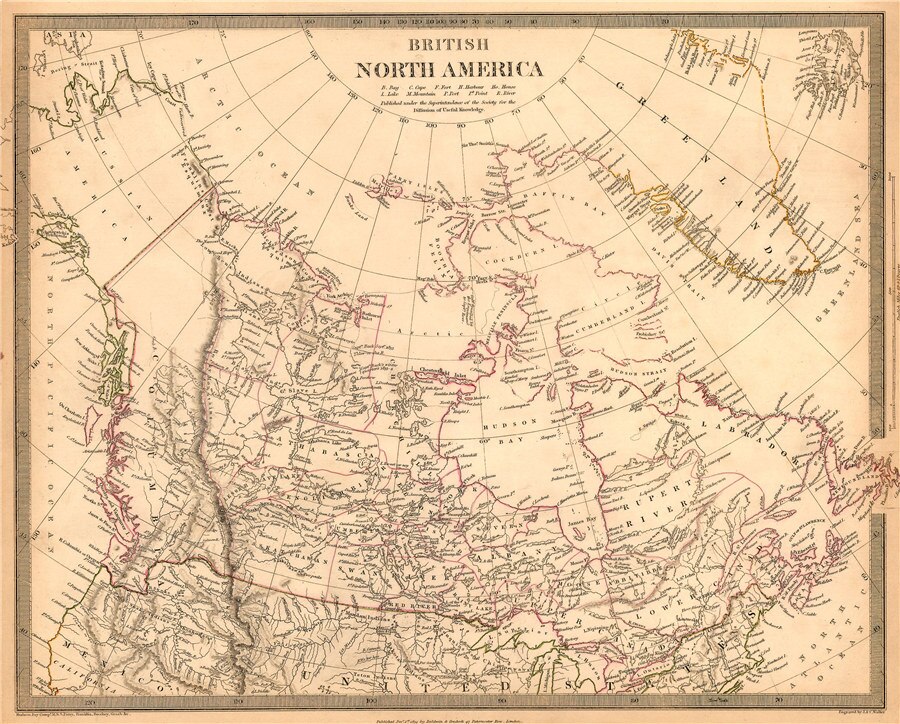 British North America Map Delicate Texture Canvas ... – Grandado