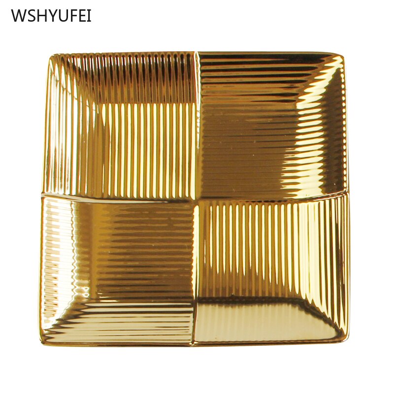 Light luxury plating gold ceramic plate grain squa... – Grandado
