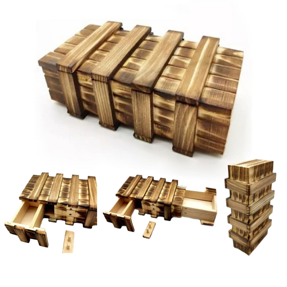 Puzzle Box Trap Mystery Brain Teaser Vintage Woode... – Grandado