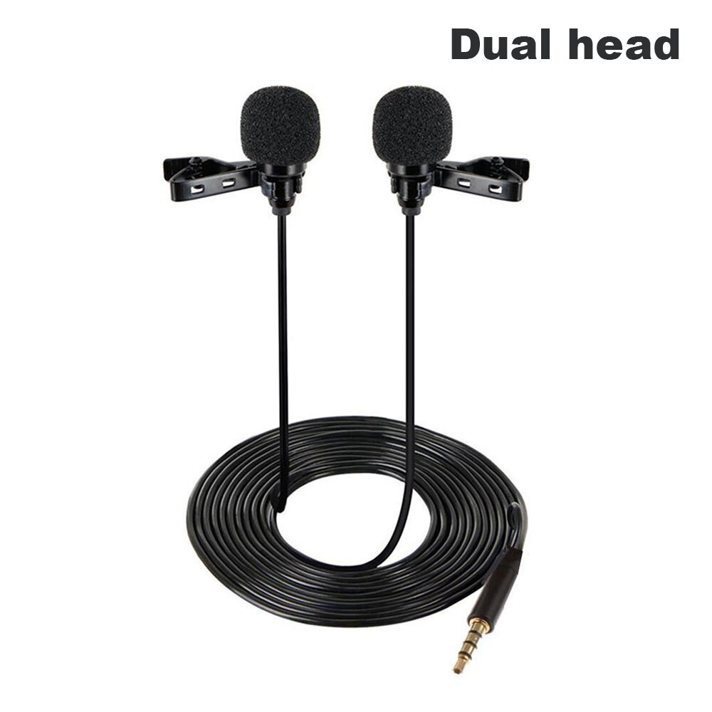 Portable 3.5mm Dual Head Tie Clip on Mic Lavalier ... – Grandado