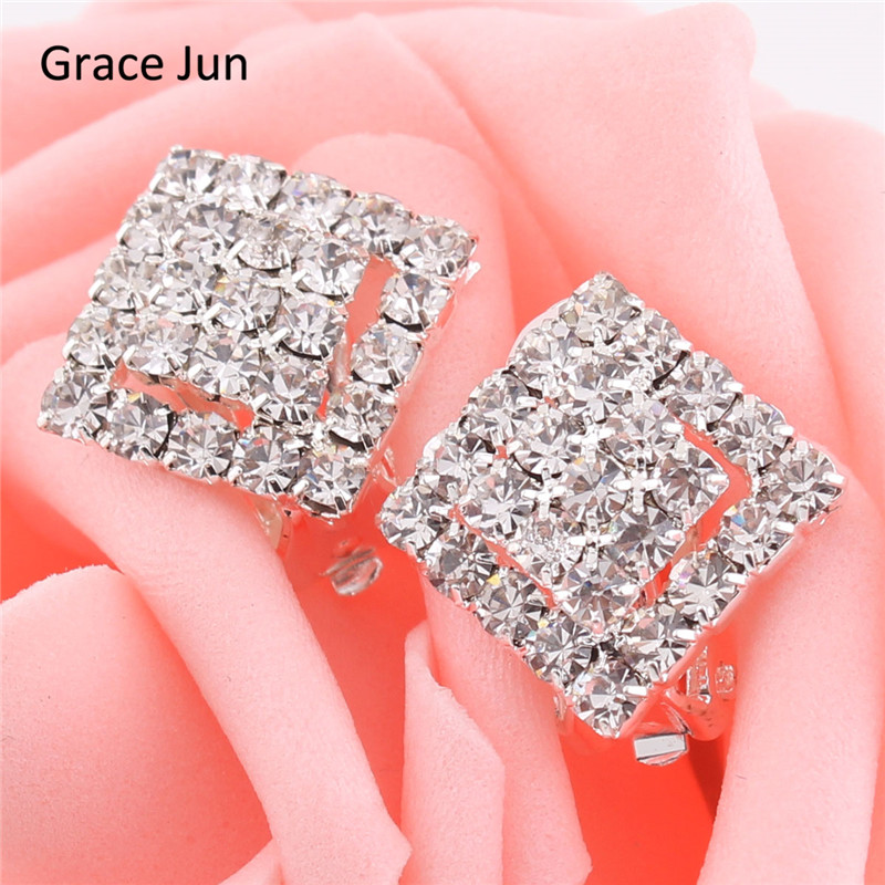 Grace Jun(TM) Double Square Rhinestone Clip Earrin... – Grandado
