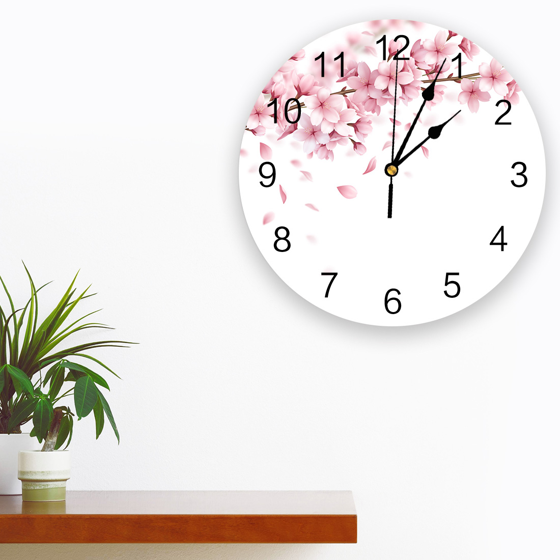 Cherry Blossom Pink Illustration Wall Clock Living... – Grandado