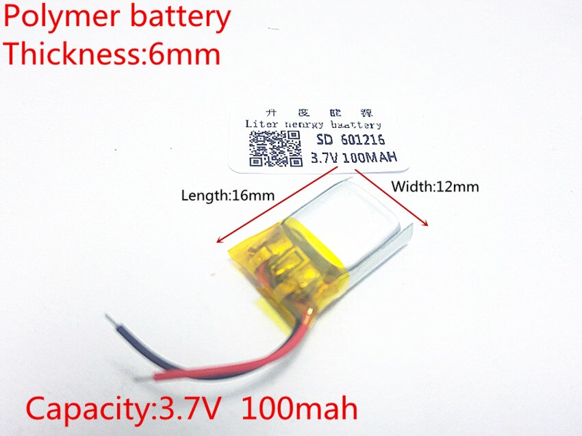 3.7V 100mAh 601216 Lithium Polymer Li-Po li ion Re... – Grandado