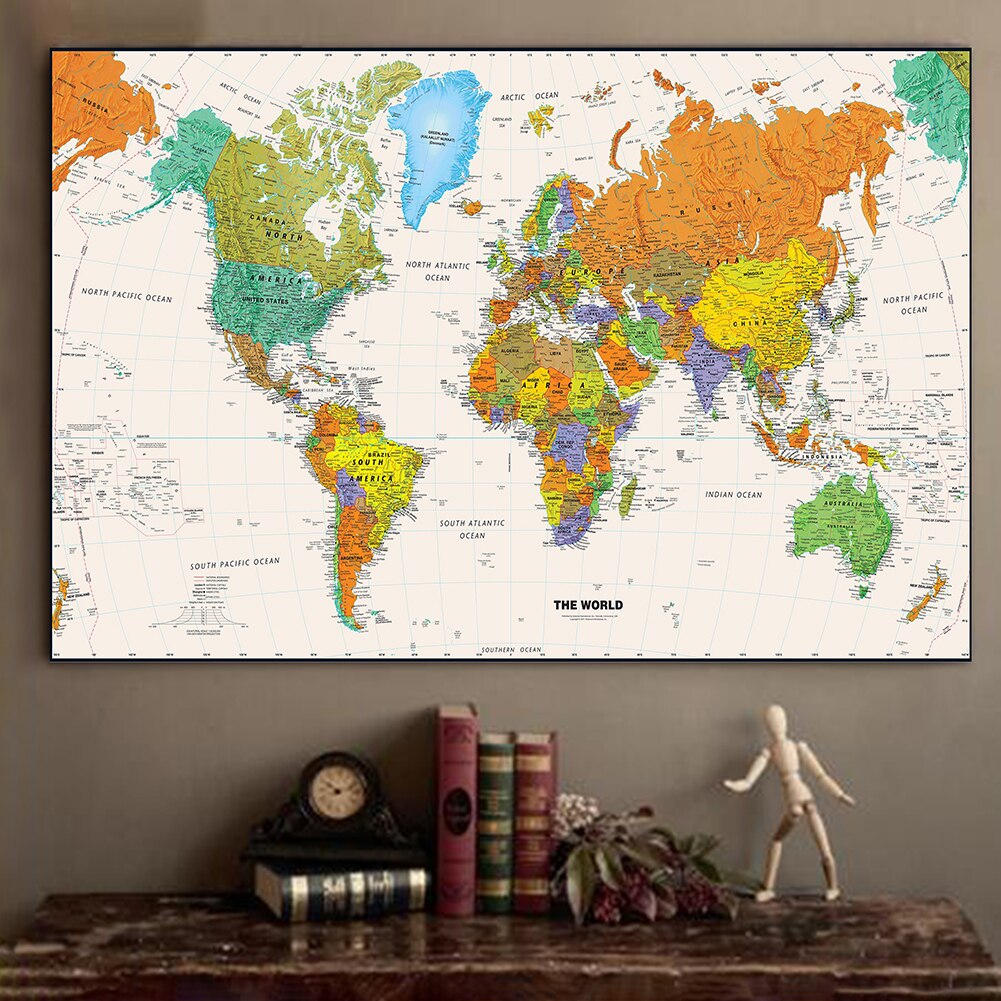 140*100cm Map of The World Vintage Non-woven Canva... – Grandado