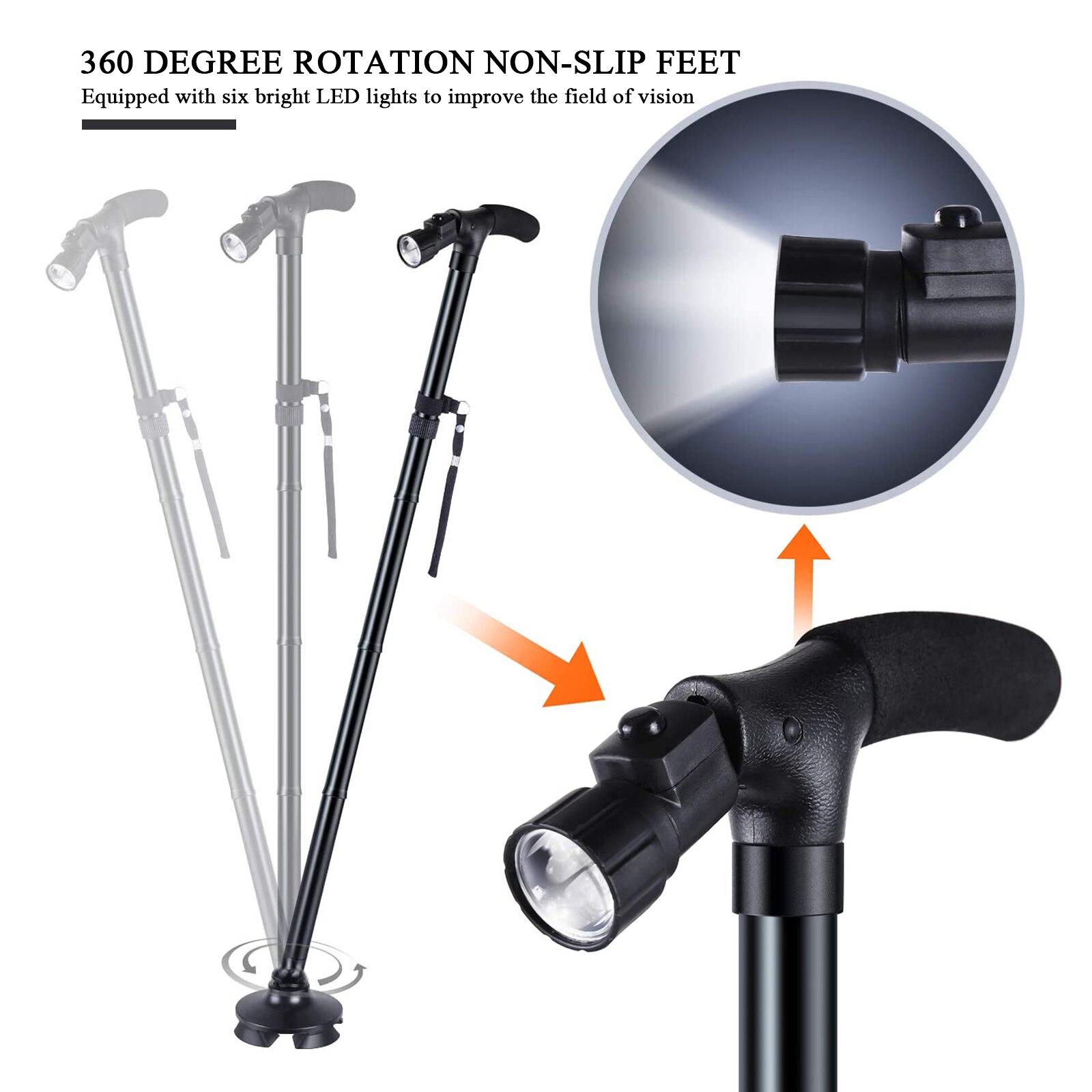 Walking Stick Collapsible Telescopic Folding Cane ... – Grandado