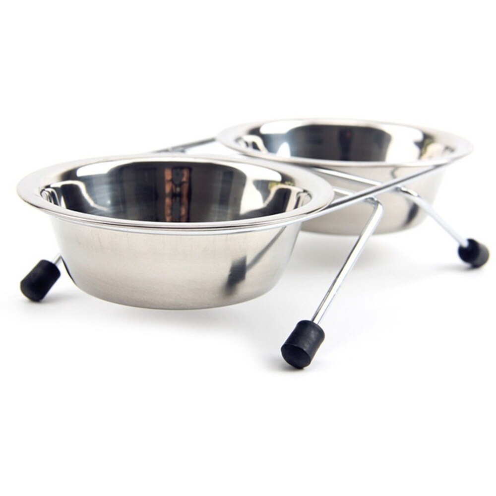 Durable Stainless Steel Double Dogs Bowls Anti Sli... – Grandado