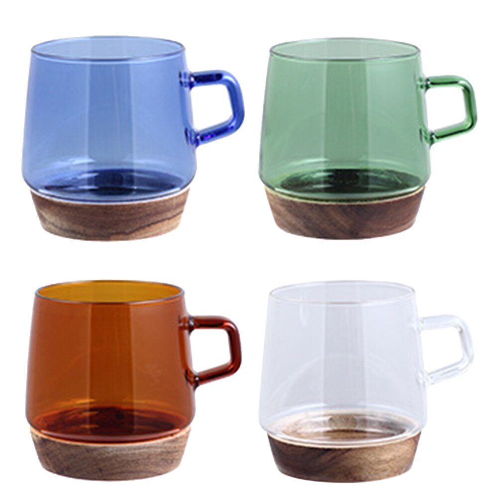 Nordic Glass Cup With Acacia Wood Delicate Bottom ... – Vicedeal
