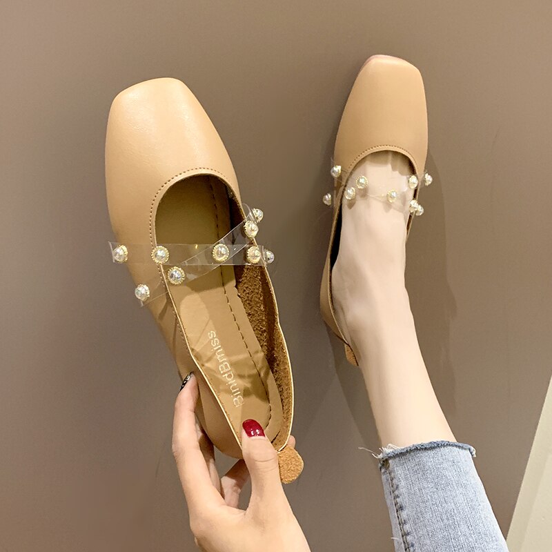 Women Flats transparent Pearl Flats Mary Janes Sho... – Vicedeal