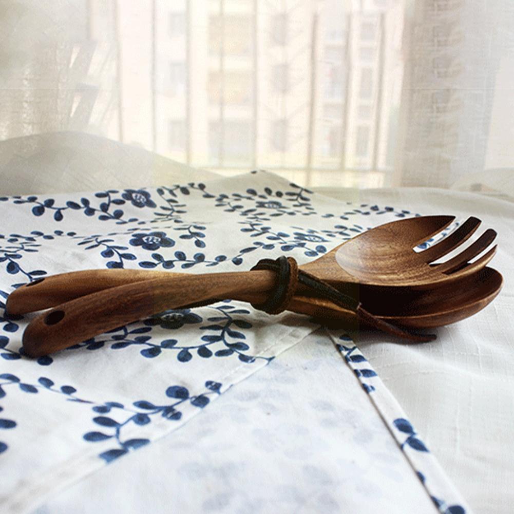 Wooden Salad Spoon Fork Large Serving Spoon Set Sa... – Grandado
