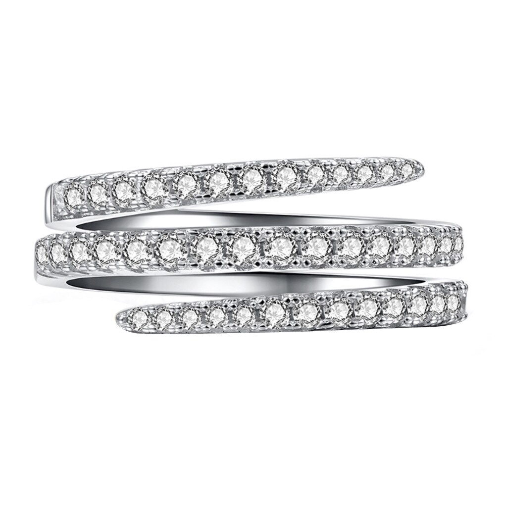 Women Simple Rhinestone Crystal Engagement Wedding... – Vicedeal