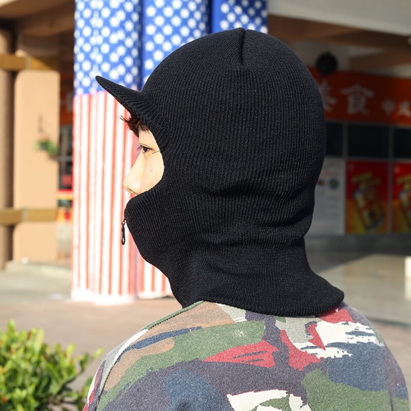 The Hat Winter Unisex Knit Zipper Ski Mask With Vi... – Grandado