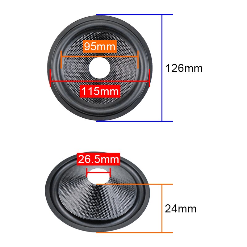 GHXAMP 5 Inch Speaker Cone Rubber Edge Carbon Fibe... – Grandado