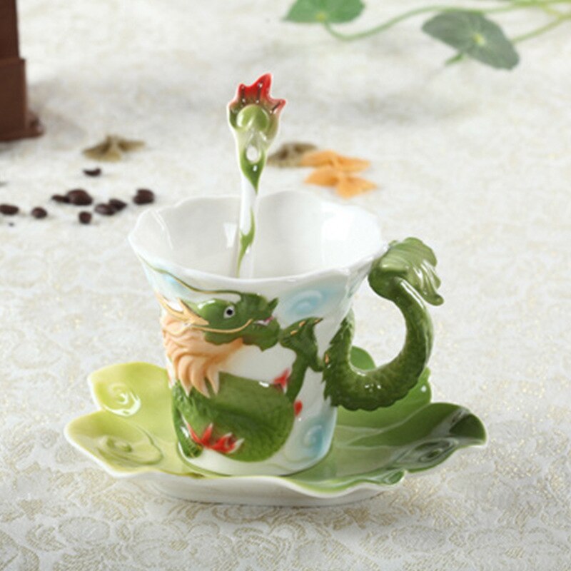 Enamel Porcelain Dragon Phoenix Coffee Cup Dragon ... – Grandado