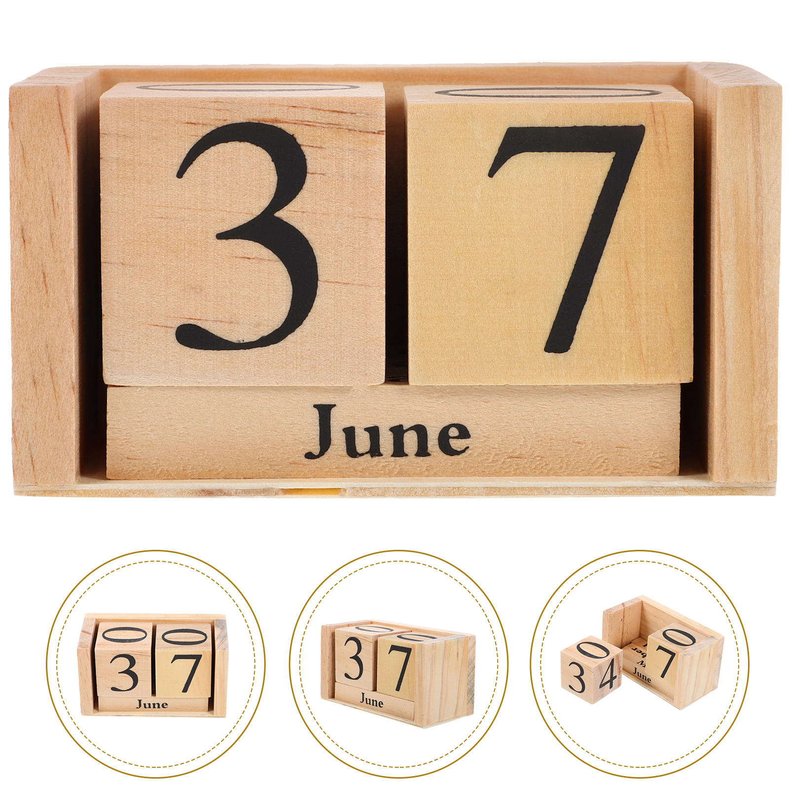 Wood Calendar Wooden Square Calendar Desktop Decor... – Grandado