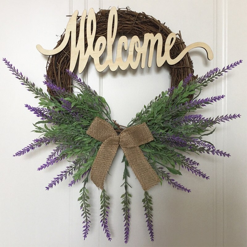 Welcome-Sign Lavender Wreaths for front Door Handc... – Grandado