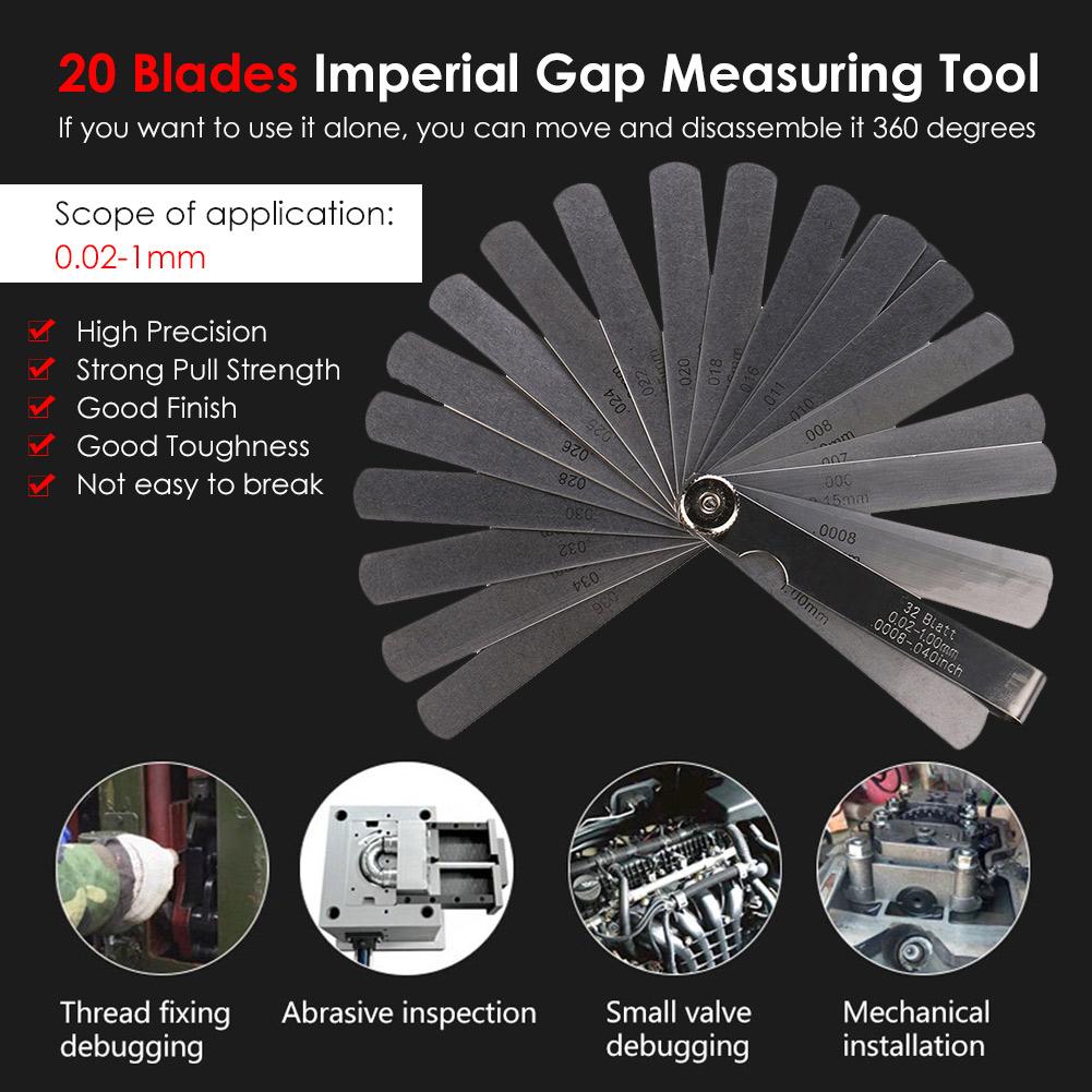 0.02-1.0mm Thickness Metric Feeler Gauge 32 Blades... – Vicedeal