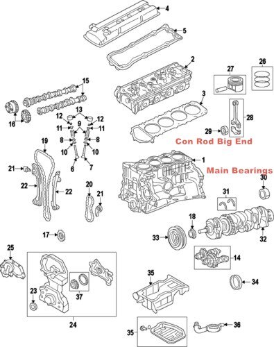 STD kurbelwellenlager FÜR Mazda CX-7 2.5L L4 L3Y2-... – Vicedeal