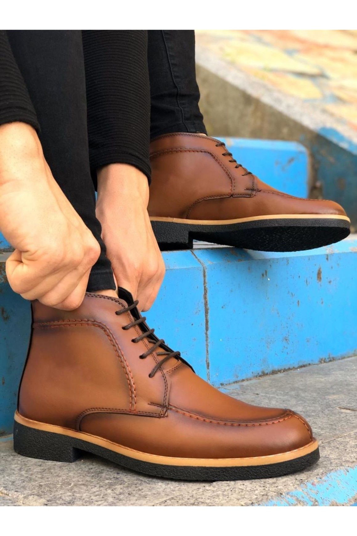 BA0048 Laced Tan Casual Male Sports Classic Half A... – Grandado