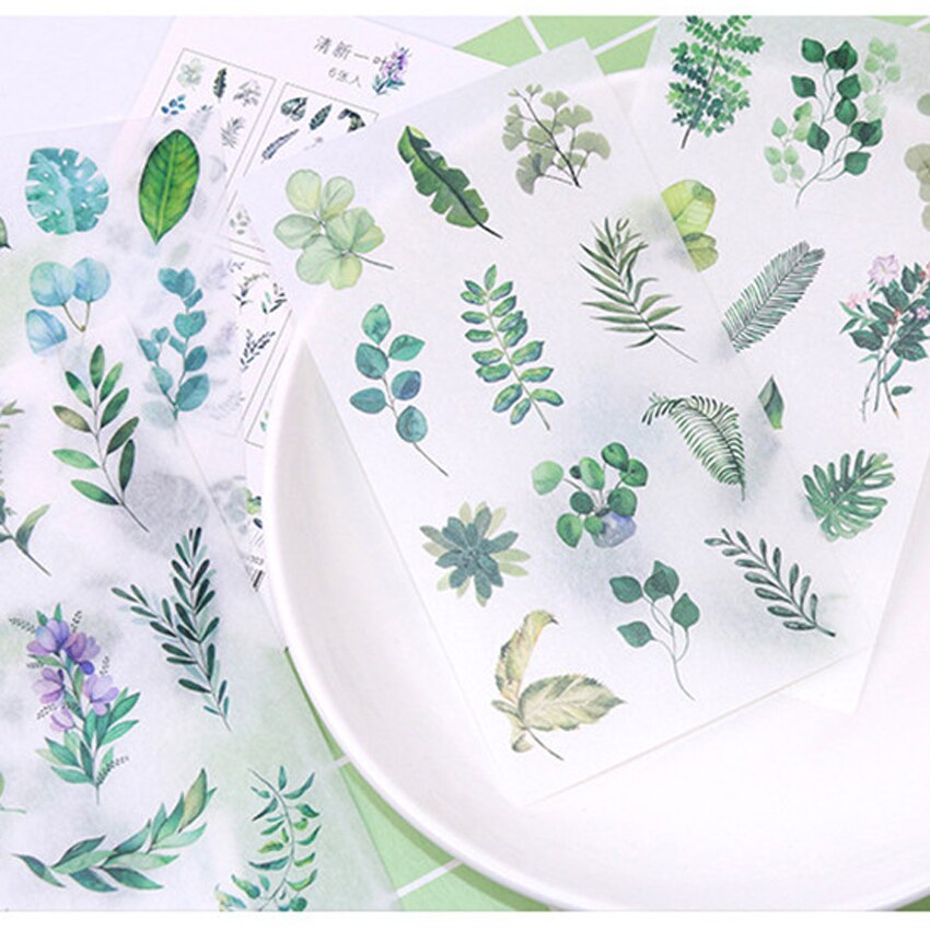 6 vel Plant Bloem Blad Esthetische Stickers Voor S... – Grandado