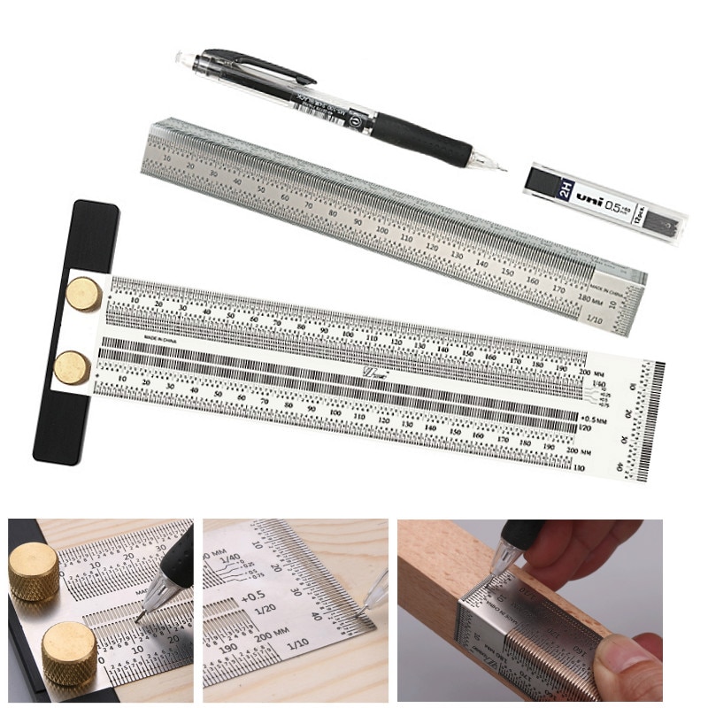 180-400mm Woodworking Scribe T-type Ruler Hole Scr... – Vicedeal