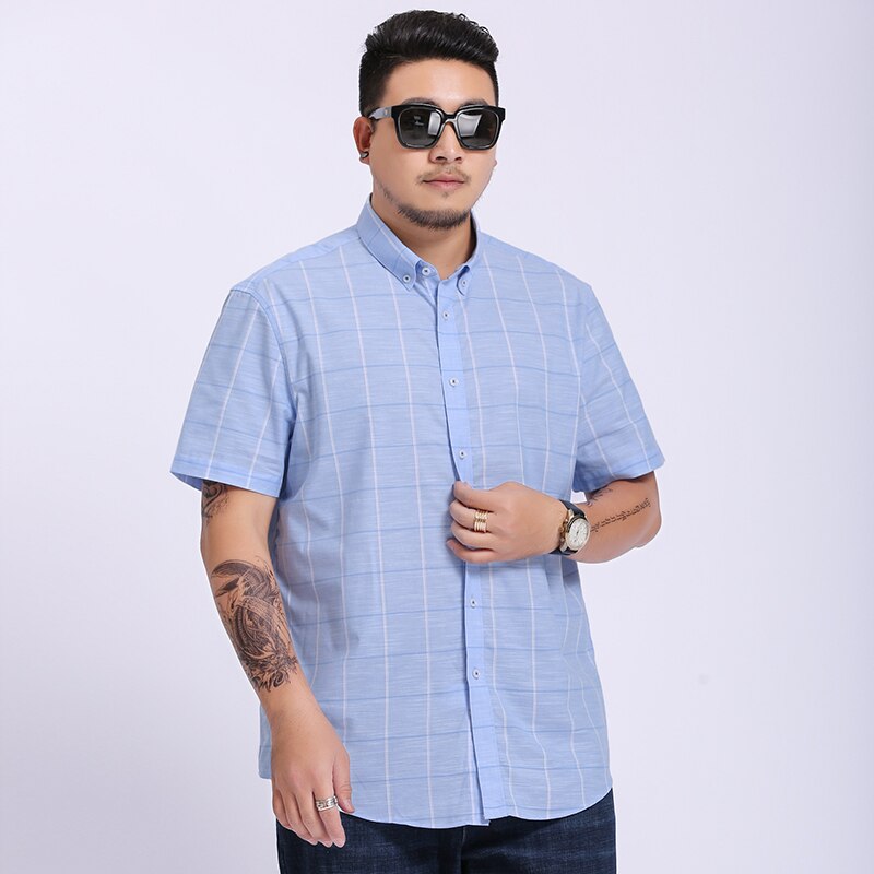 Large Big Size 5XL 6XL 7XL 8XL Plaid Full Cotton T... – Grandado