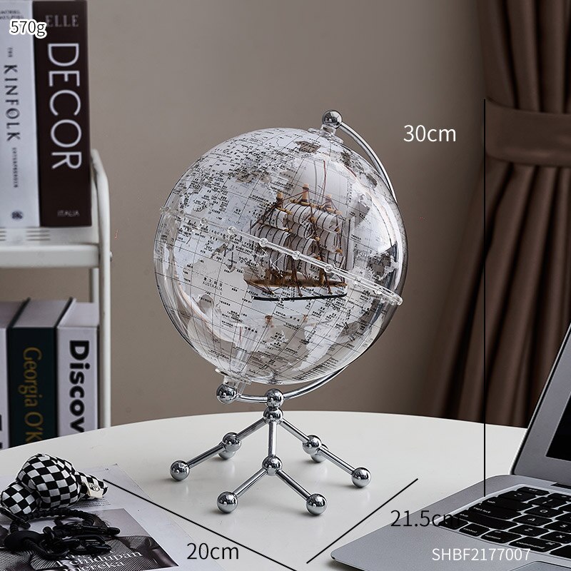 Globe with Light Statue Transparent Modern Home De... – Grandado