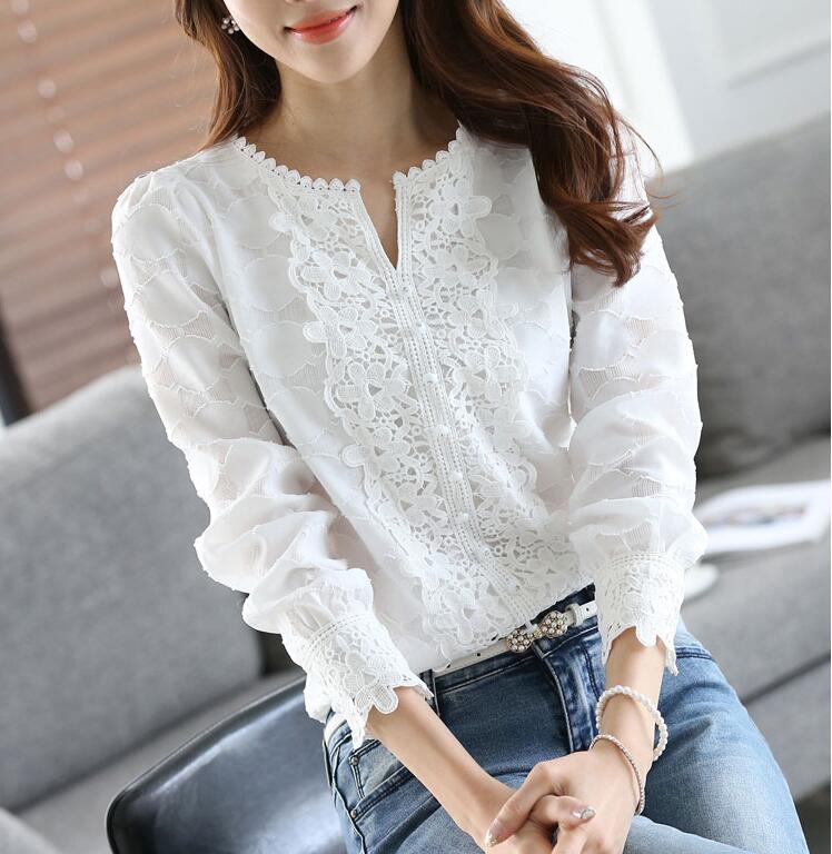 Women Spring Basic Chiffon Blouse Shirts Ladies La... – Grandado